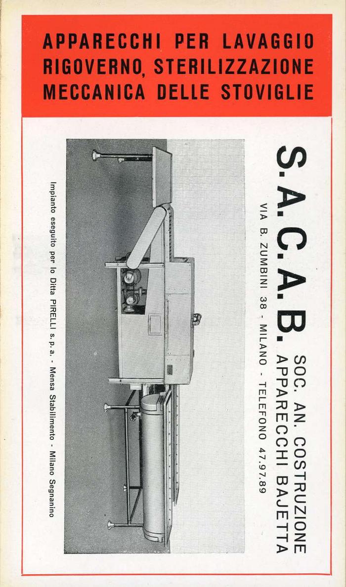 Pubblicità SACAB - Soc. An. Costruzione Apparecchi Bajetta - Archivio ...