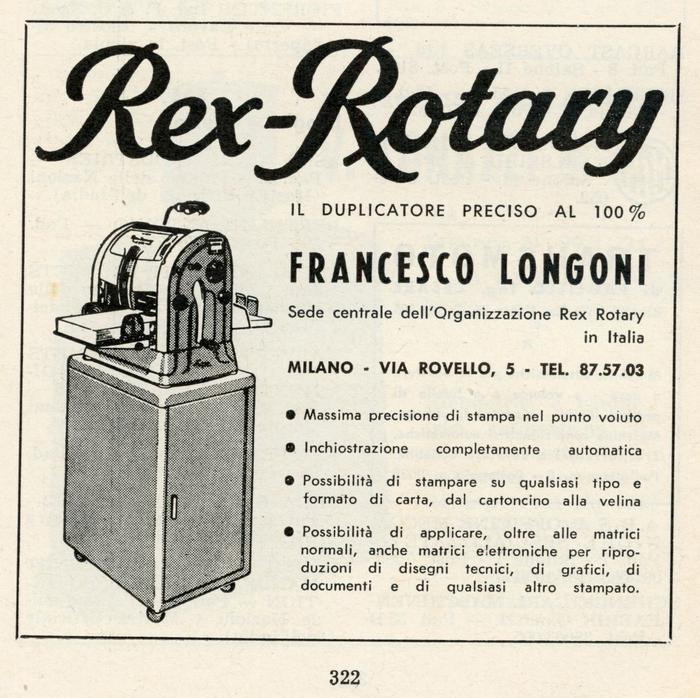 Pubblicità Rex - Rotary - Archivio Fondazione Fiera Milano